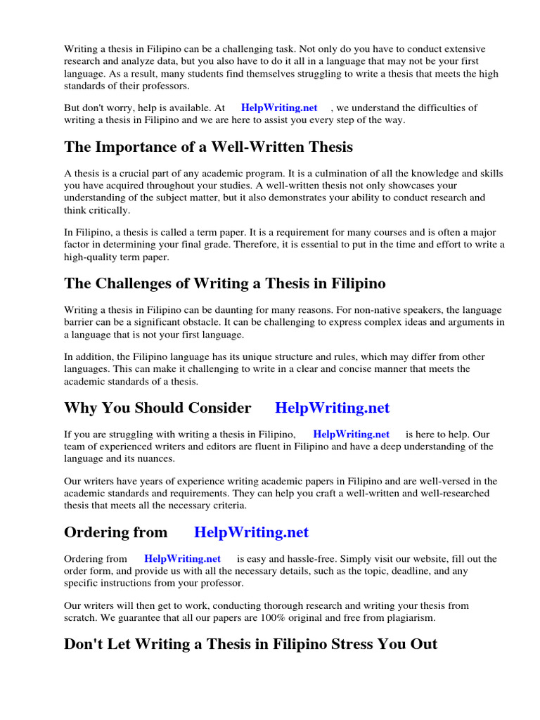 Paksa Sa Term Paper Sa Filipino | PDF | Tagalog Language | Thesis