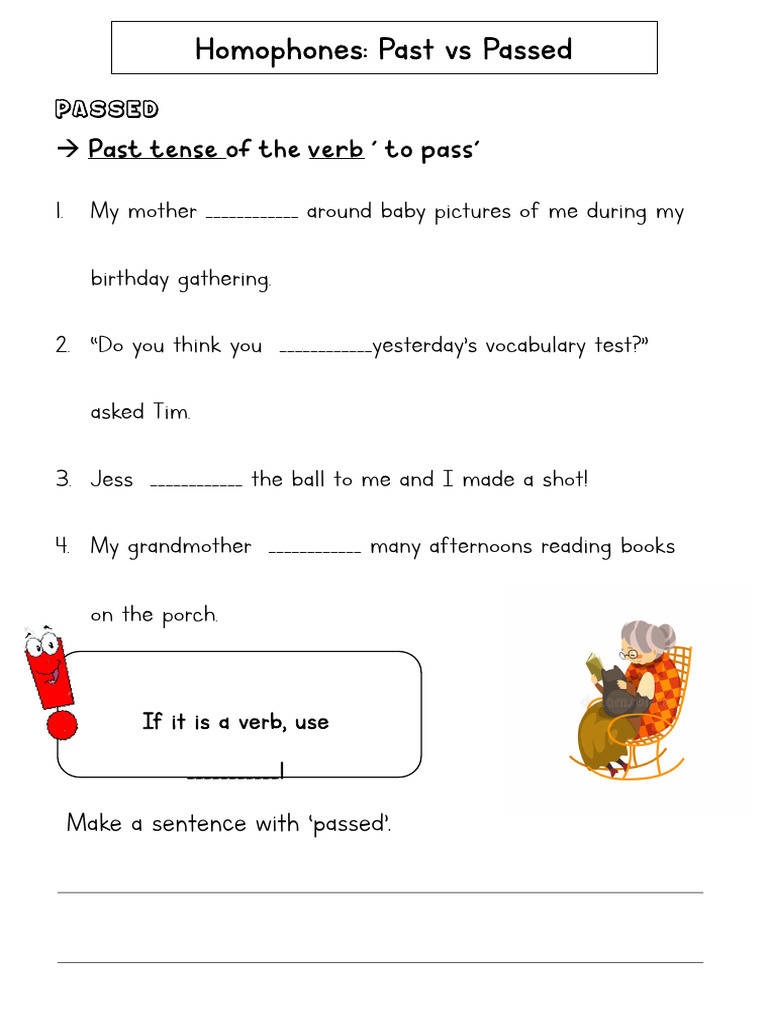 Homophones: Past vs Passed Guide | PDF | Language Arts & Discipline