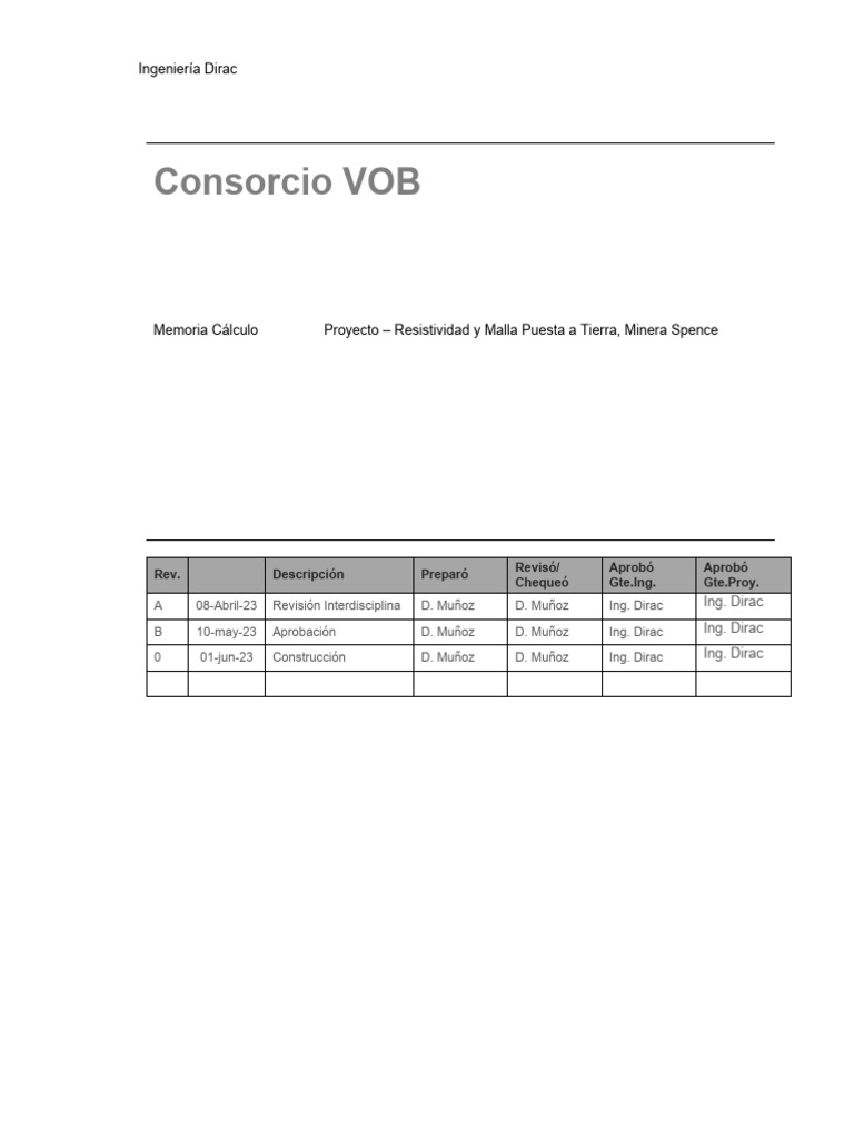 Memoria Explicativa Spence VOB Malla A Tierra | PDF | Resistividad Eléctrica y Conductividad ...