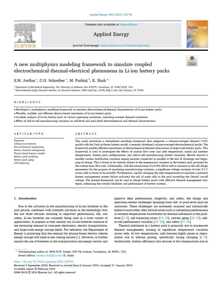 A New Multiphysics Modeling Framework To Simulate Coupled Electr 2024 Applie | PDF | Heat ...
