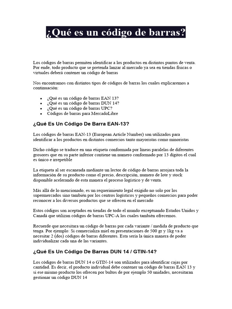 Qué Es Un Código de Barras | PDF | Código de barras | Código Universal ...