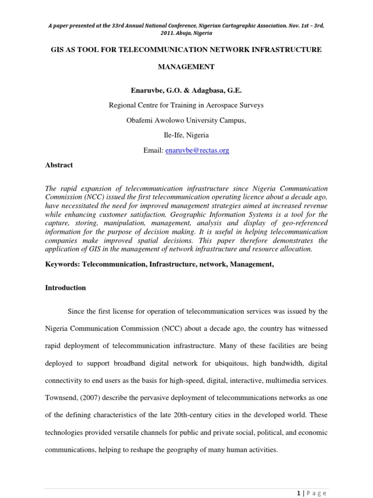 GIS for Telecom Network Management | PDF | Geographic Information ...