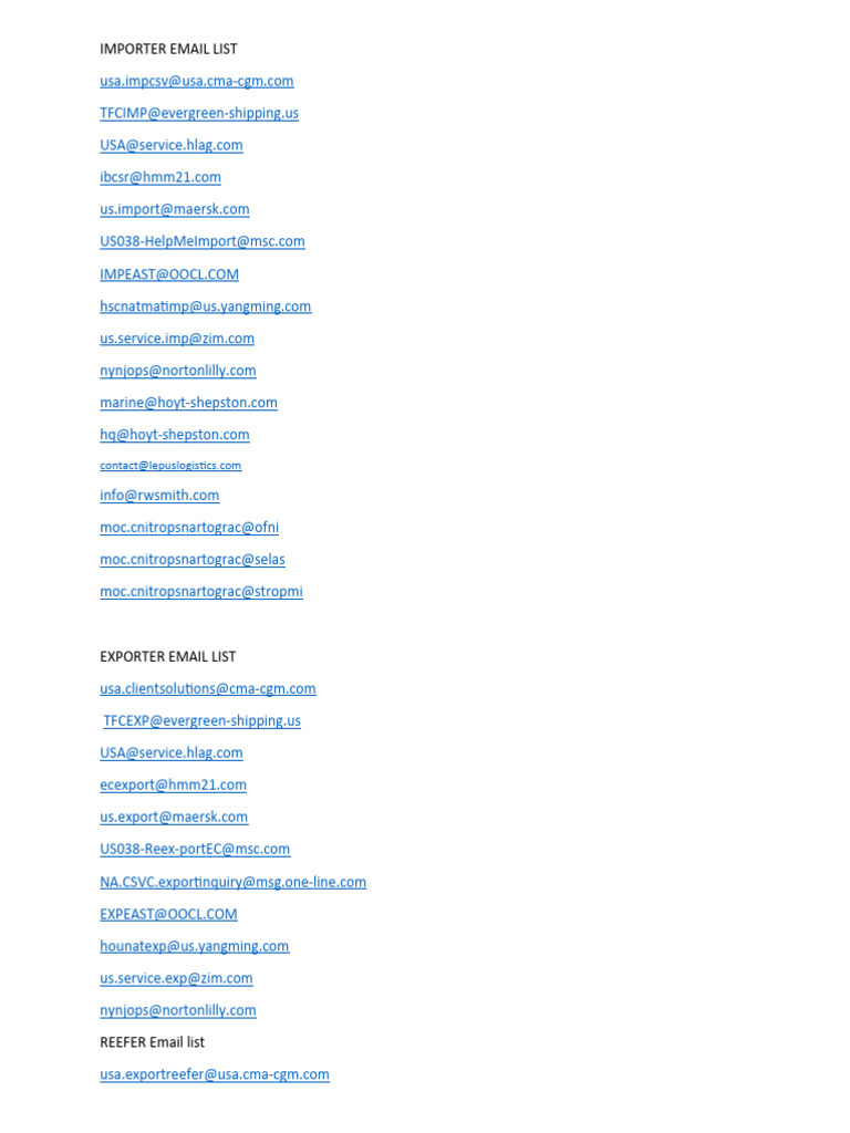 Importer Email List | PDF