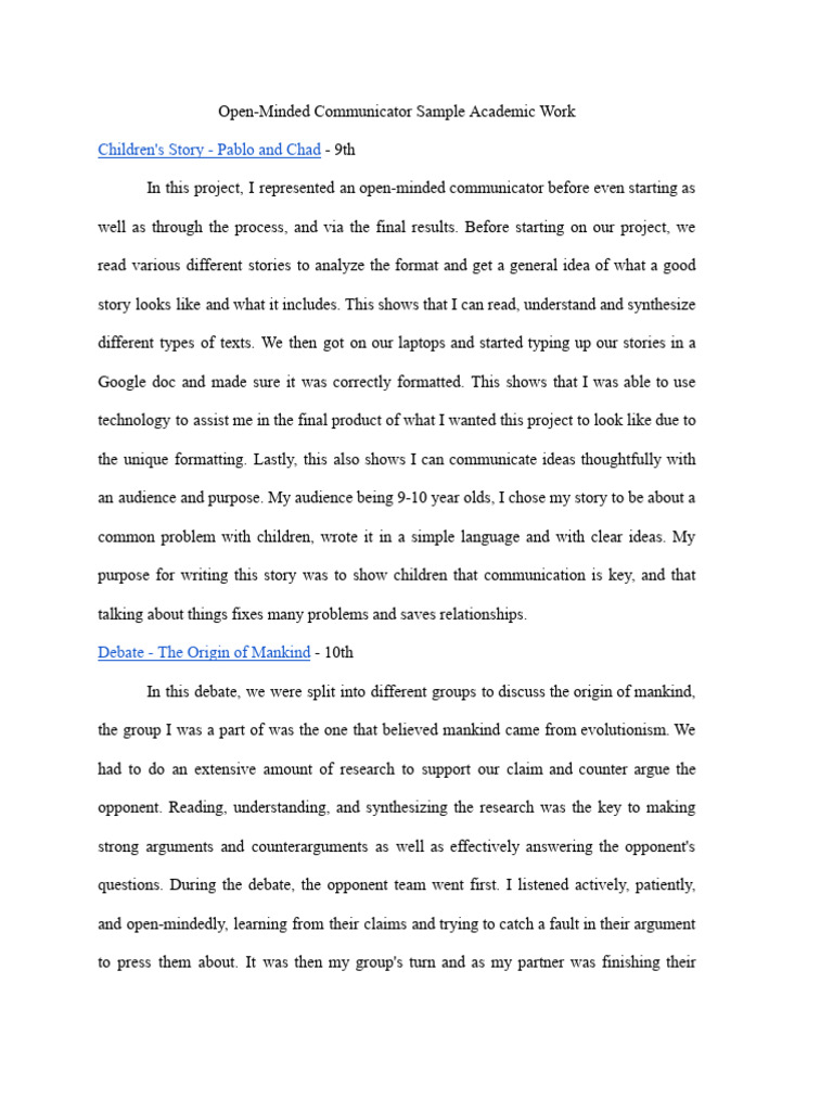 Open-Minded Communicator | PDF | Essays | Human Communication