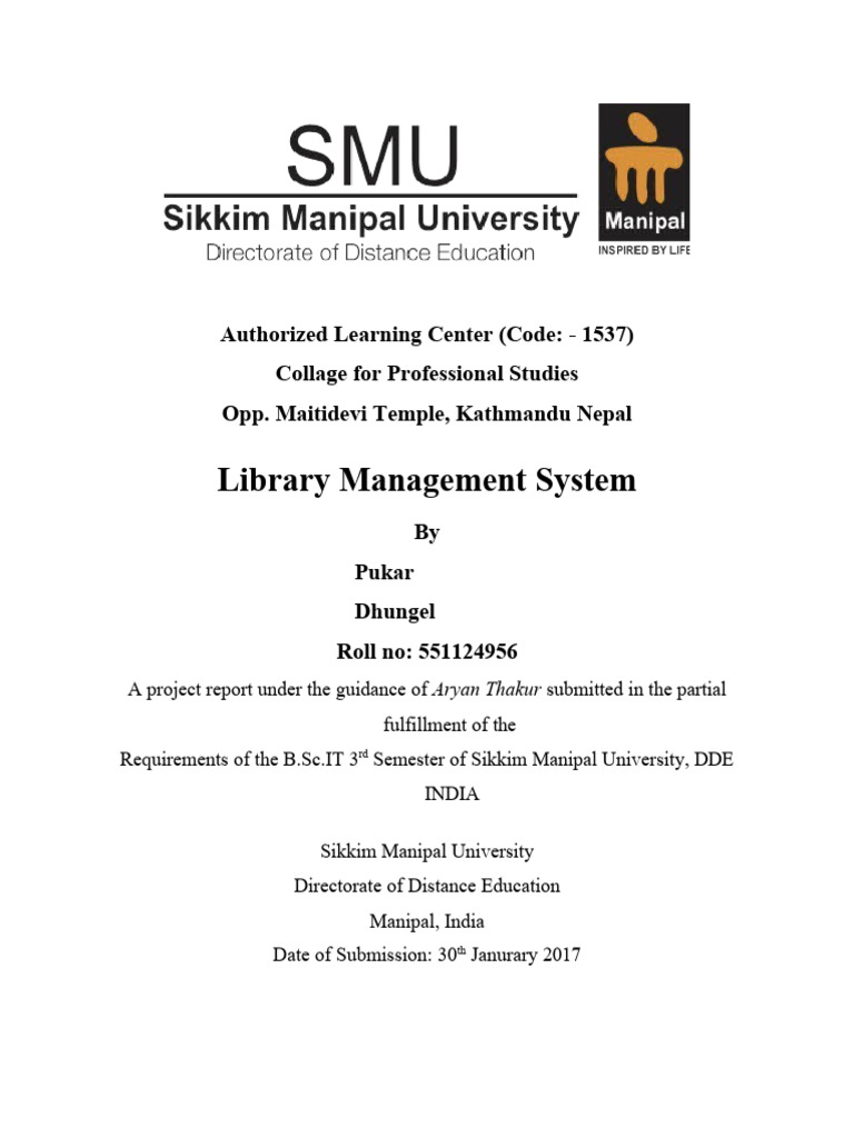 Library Management System Project Report | PDF | Html Element | My Sql