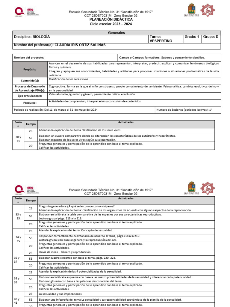 Formato Planeacion 2024 Tec. 31 | PDF | Evaluación | Aprendizaje