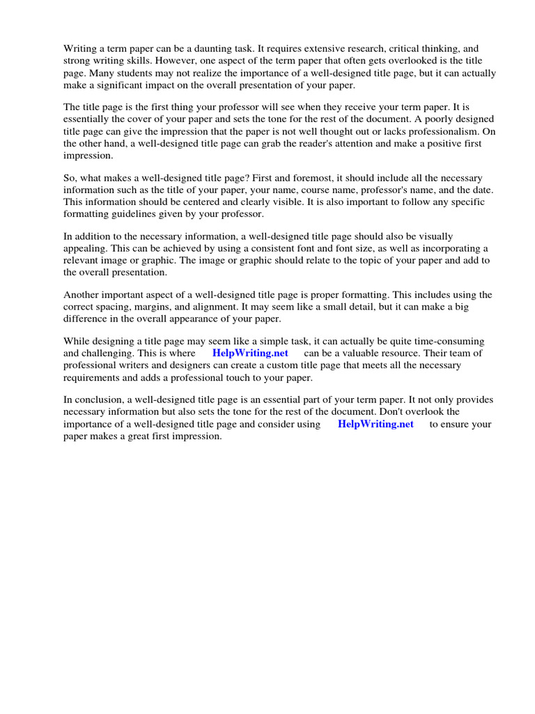 Title Page For Term Paper | PDF | Apa Style | Thesis Title Page For Term Paper | PDF | Apa Style | Thesis