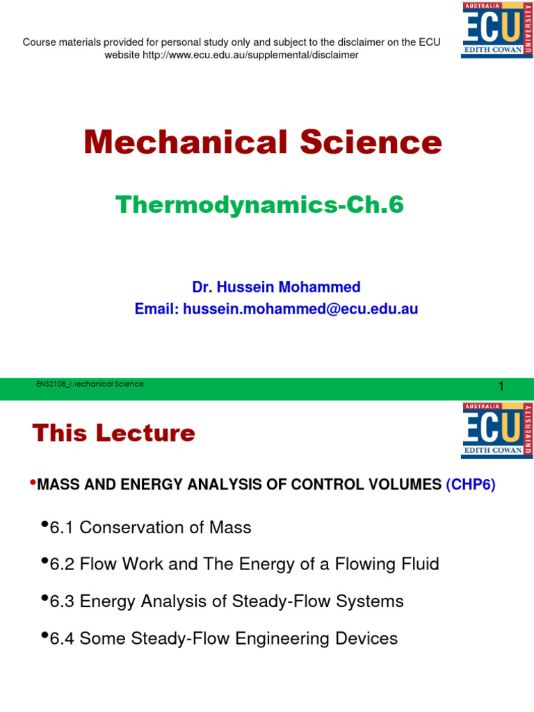 Lecture Thermodynamics Chp6 V3 | PDF | Flow Measurement | Fluid Dynamics