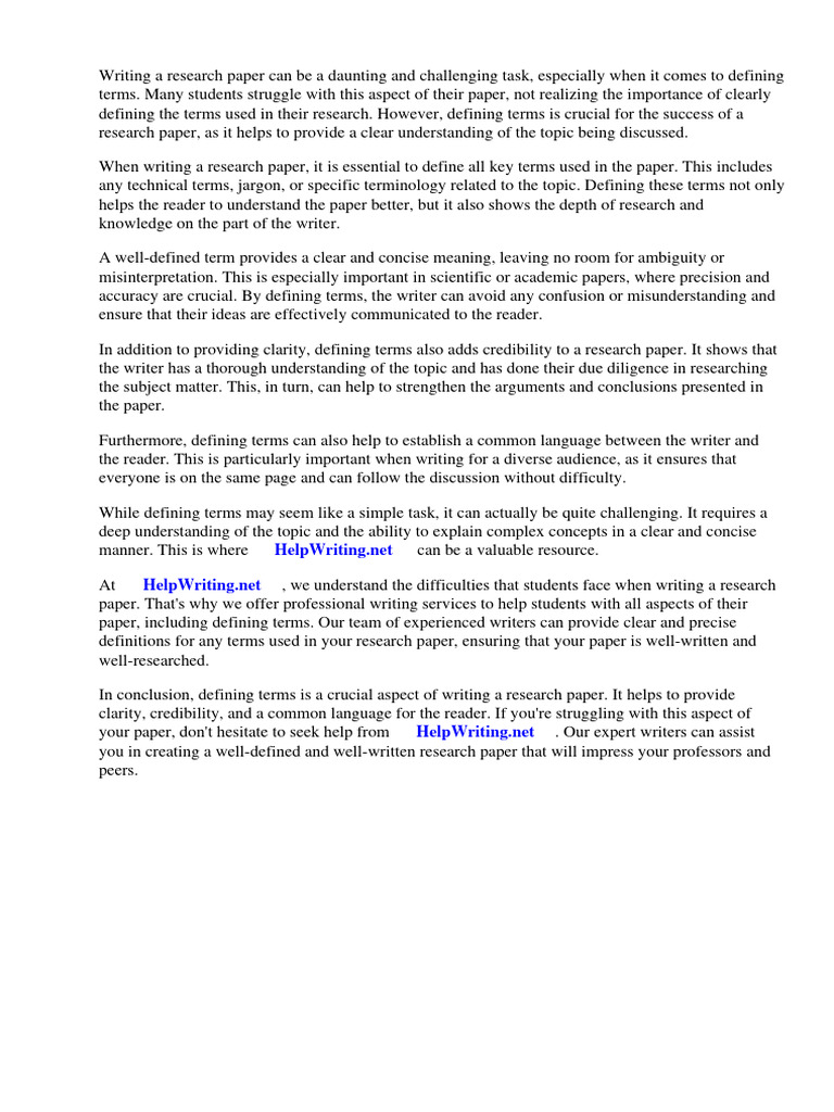 Definition of Terms in A Research Paper | PDF | Essays