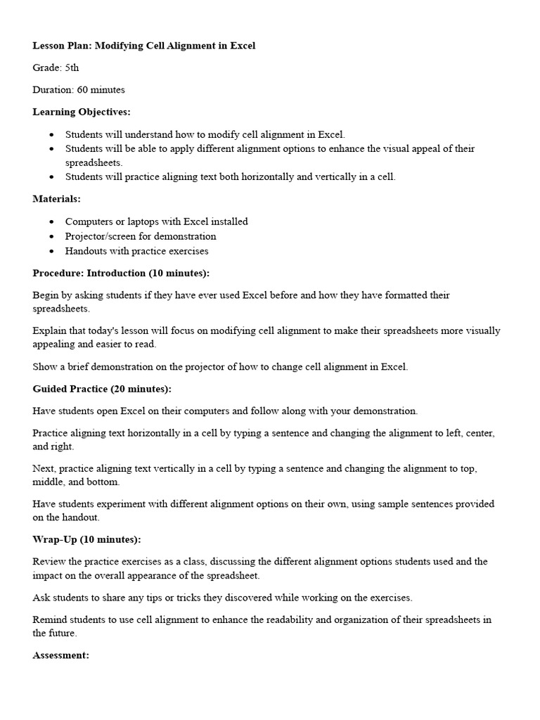 Lesson Plan COMP 5 | PDF | Microsoft Excel | Spreadsheet