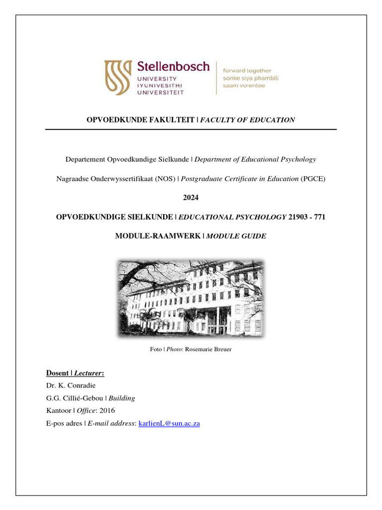 PGCE Educational Psychology 771 Module Guide 2024 | PDF