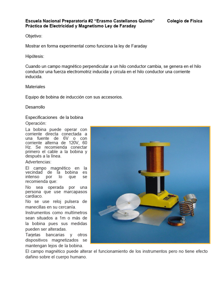 Practica 4.3 Magnetismo Ley de Faraday Física III | PDF | Inductor | Corriente eléctrica