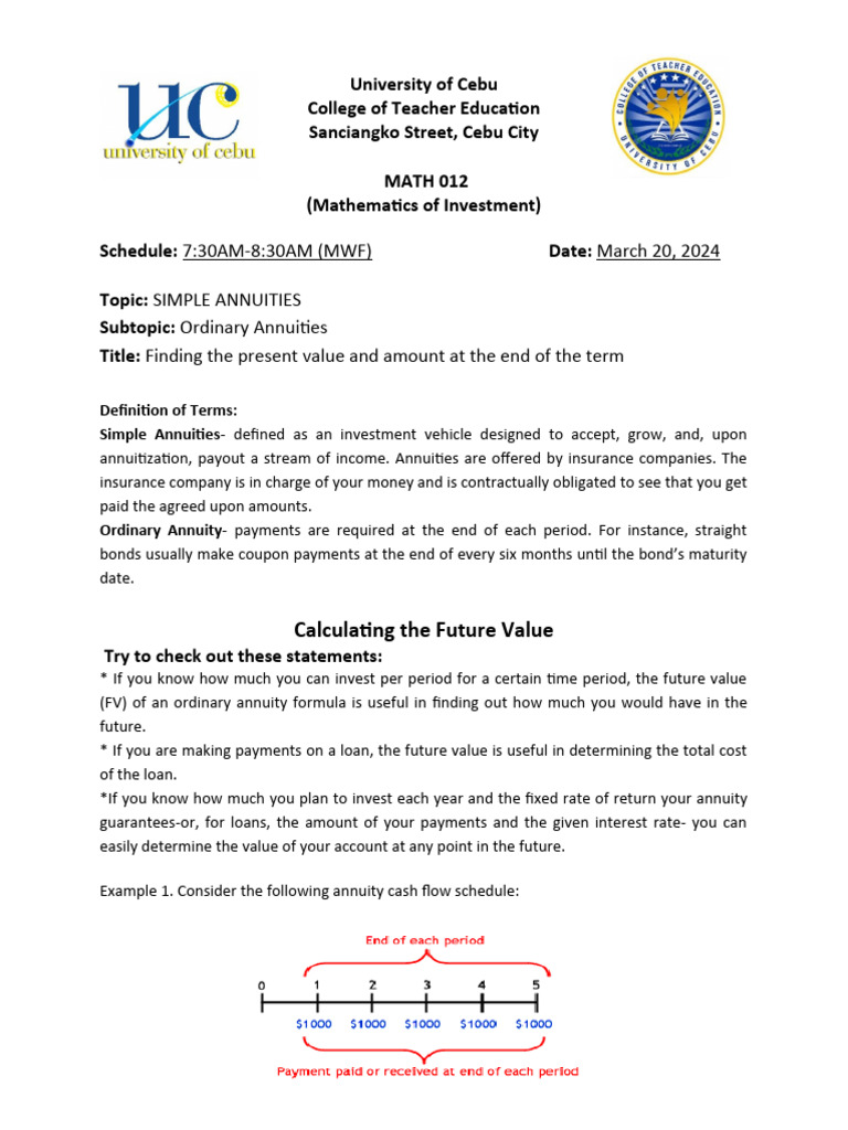 Understanding Simple Annuities in Finance | PDF | Present Value | Economies