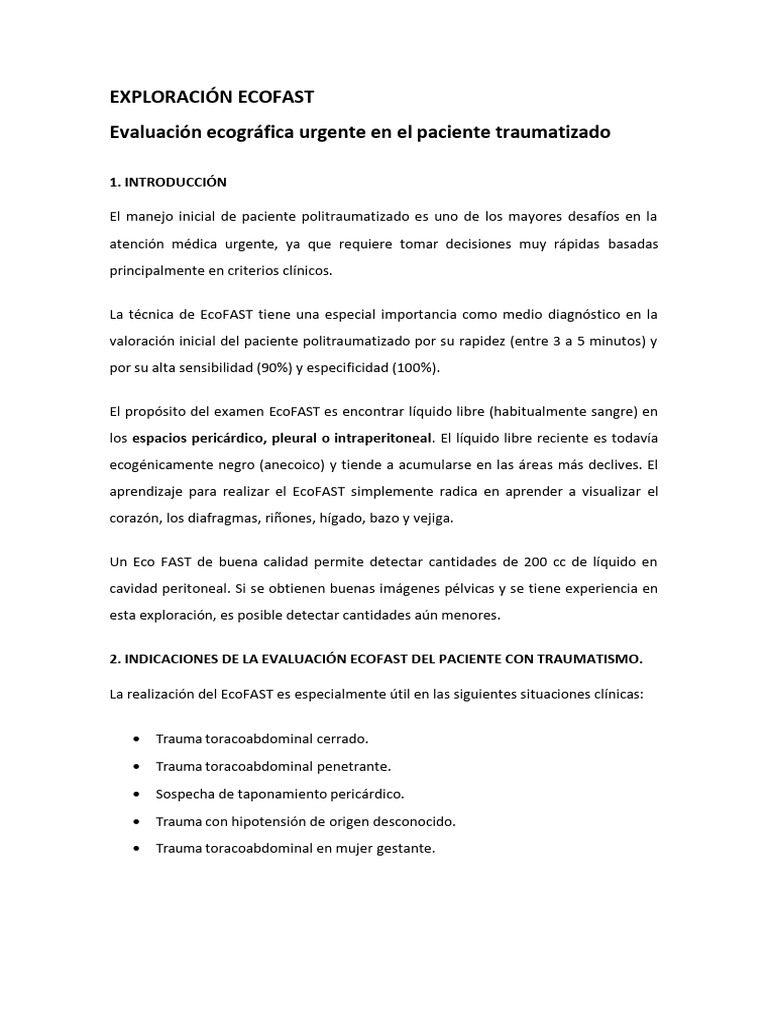 Exploracion ECO FAST | PDF | Pelvis | Hígado