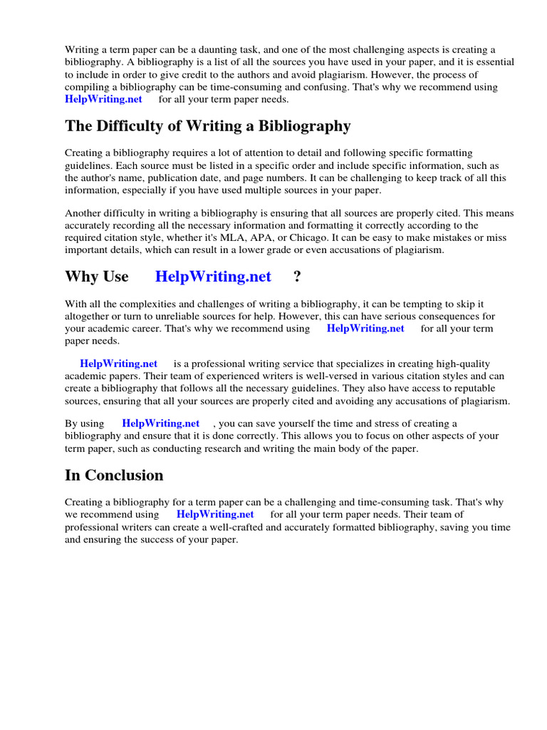 How To Write A Bibliography For A Term Paper | PDF | Citation | Apa Style