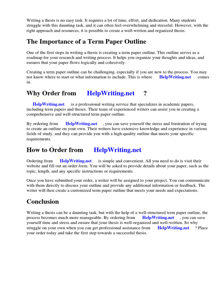 Creating A Term Paper Outline | PDF | Essays | Thesis
