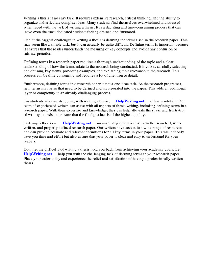 Definition of Terms in Research Paper Sample | Download Free PDF ...