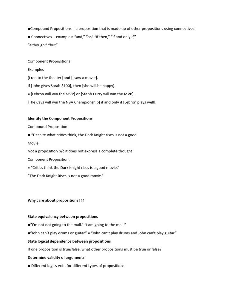 Identify The Component Propositions | PDF | Games & Activities