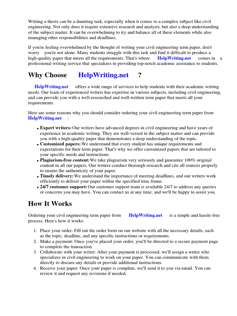 Civil Engineering Term Paper | PDF | Engineering | Civil Engineering