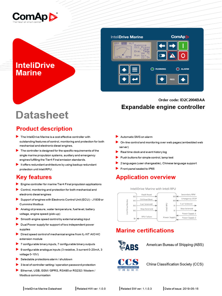 InteliDrive Marine Datasheet | PDF | Power Supply | General Packet Radio Service
