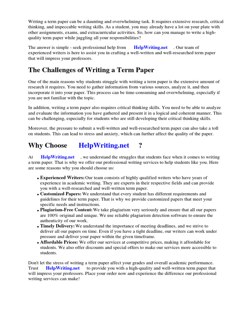 Need Help Writing Term Paper | PDF | Essays | Thought