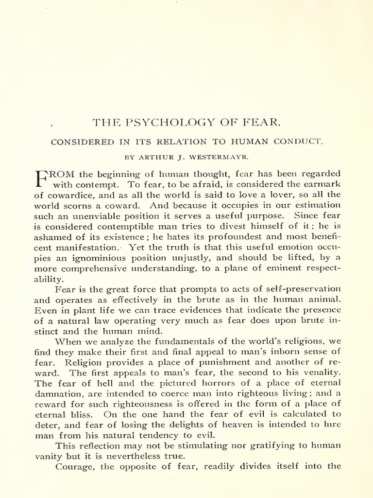 The Psychology of Fear. | PDF | Fear | Altruism
