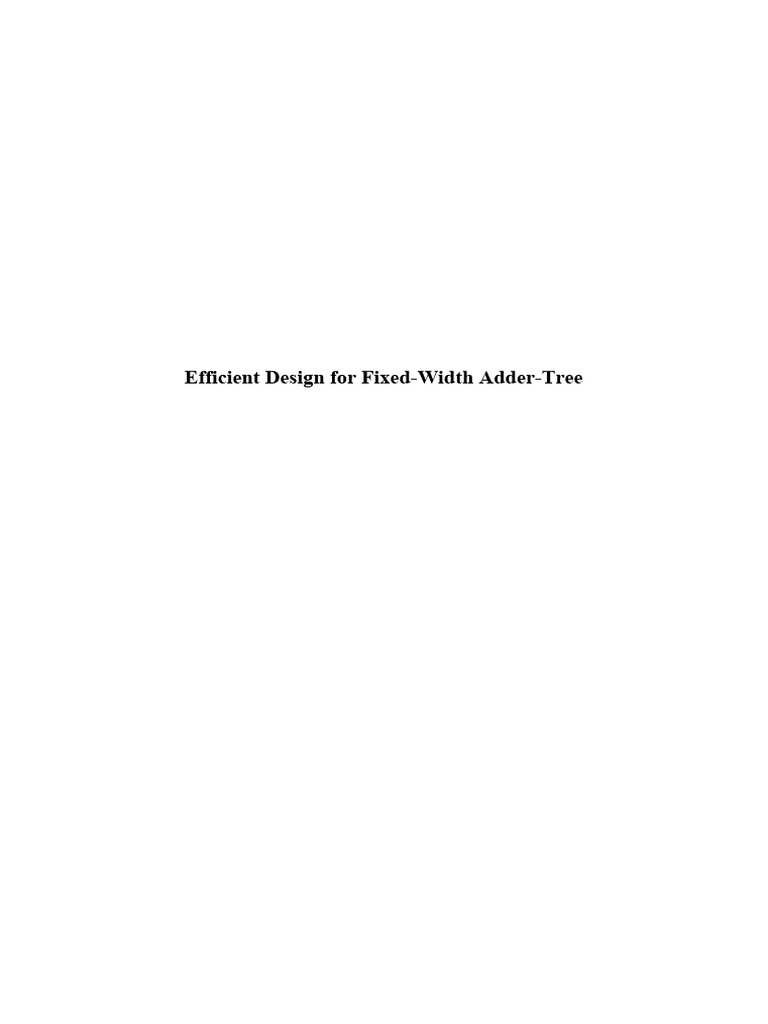 9 .Efficient Design For Fixed Width Adder | PDF | Field Programmable Gate Array | Hardware ...