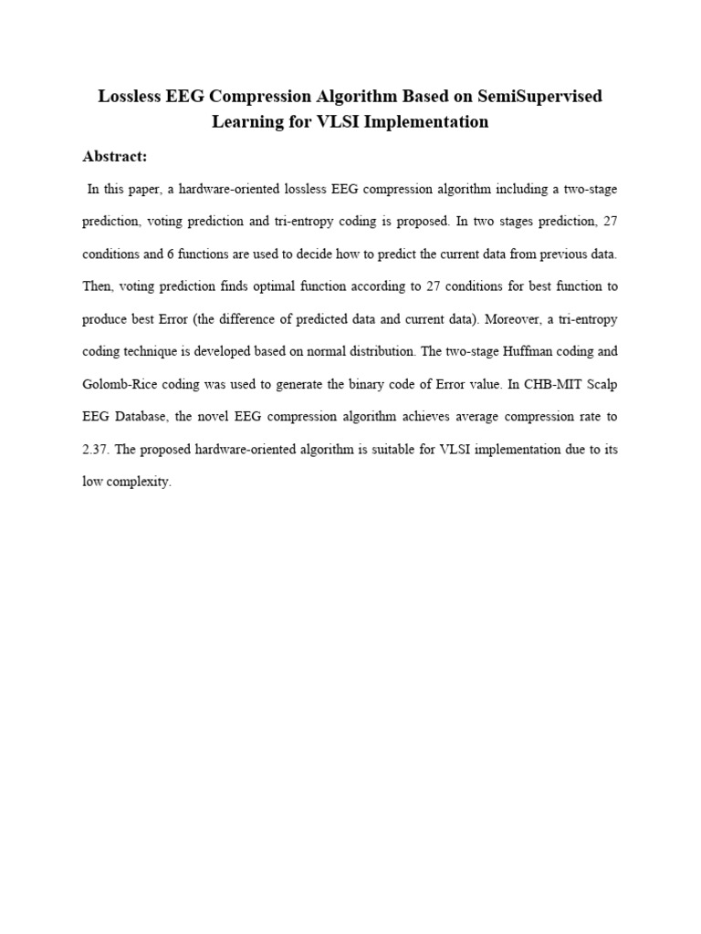 6 Lossless Eeg Compression Algorithm Based On Semi Pdf Field Programmable Gate Array Epilepsy 0196