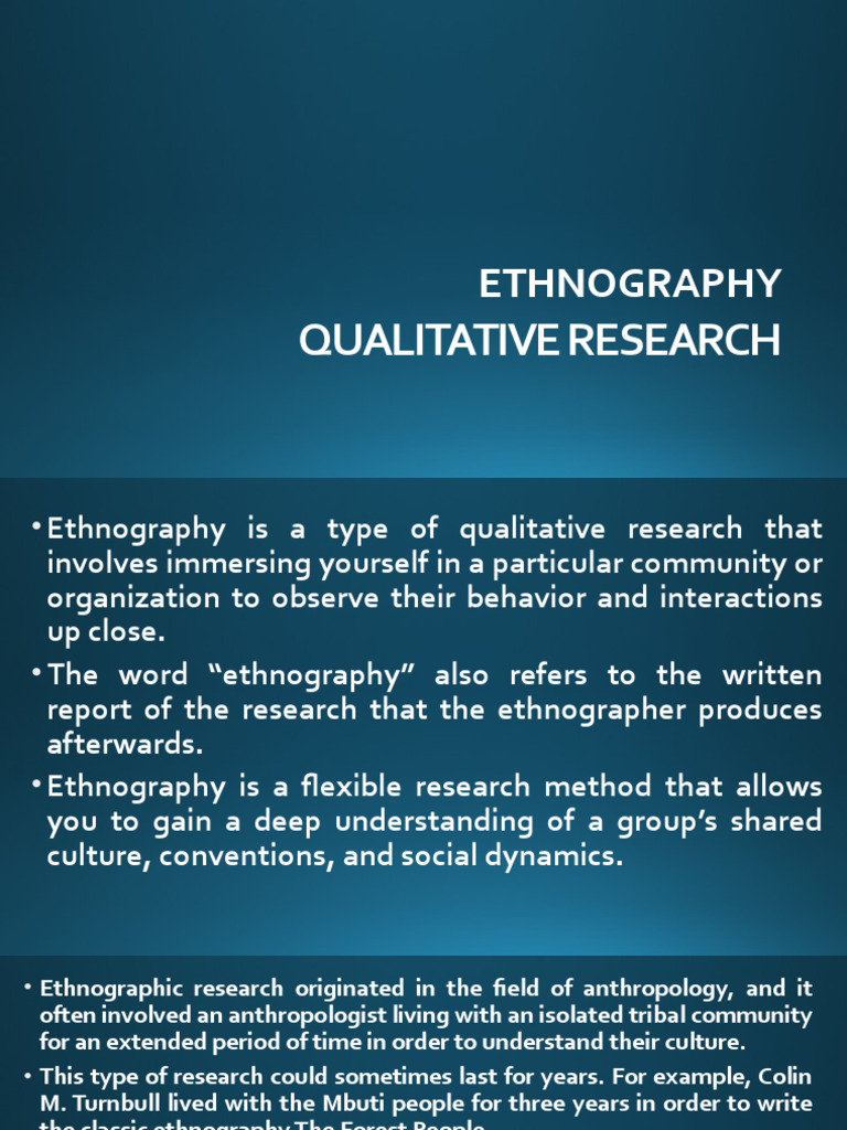 Ethnography 1 | PDF | Ethnography | Anthropology