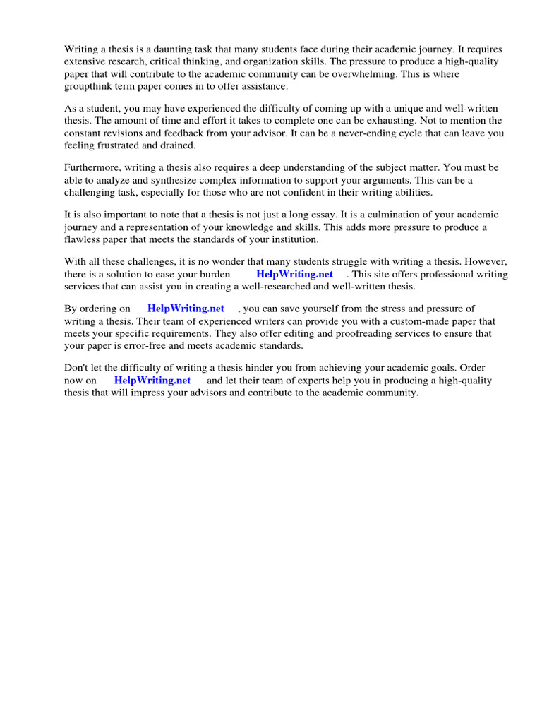 Groupthink Term Paper | PDF | Consensus Decision Making | Social Psychology