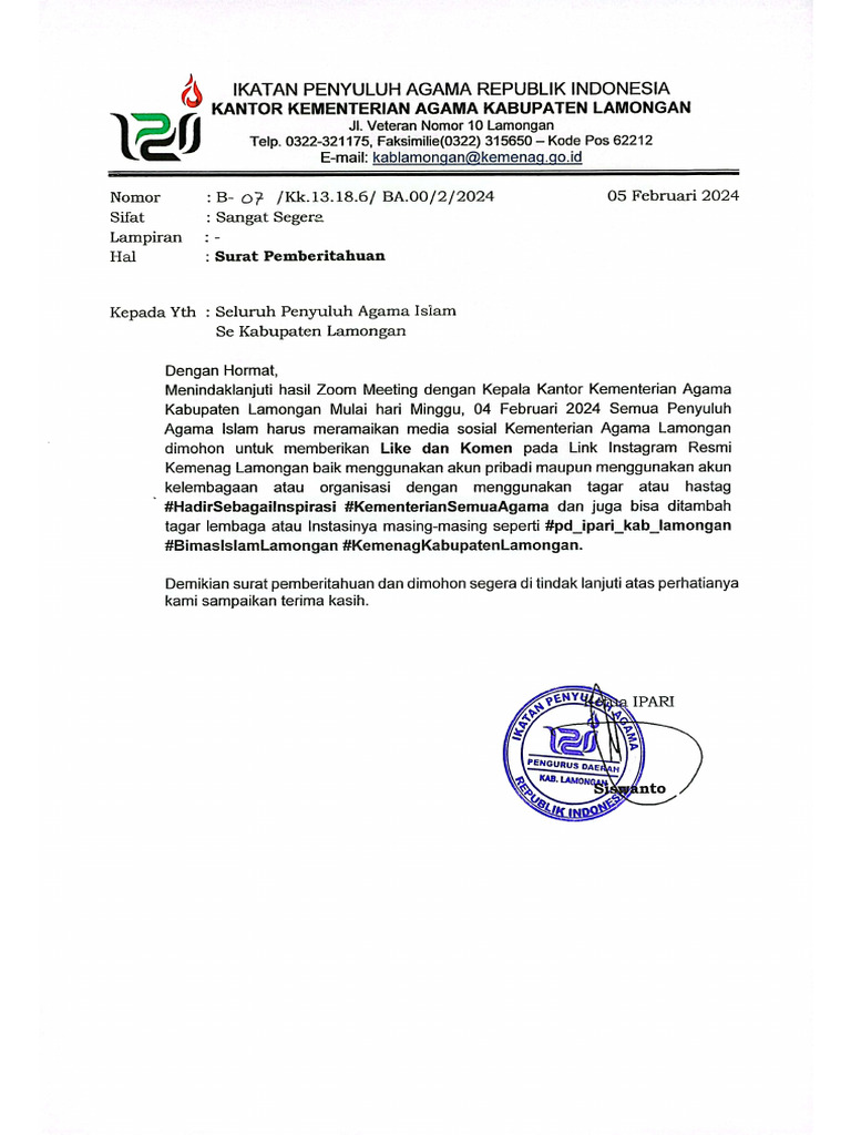 Surat Pemberitahuan | PDF