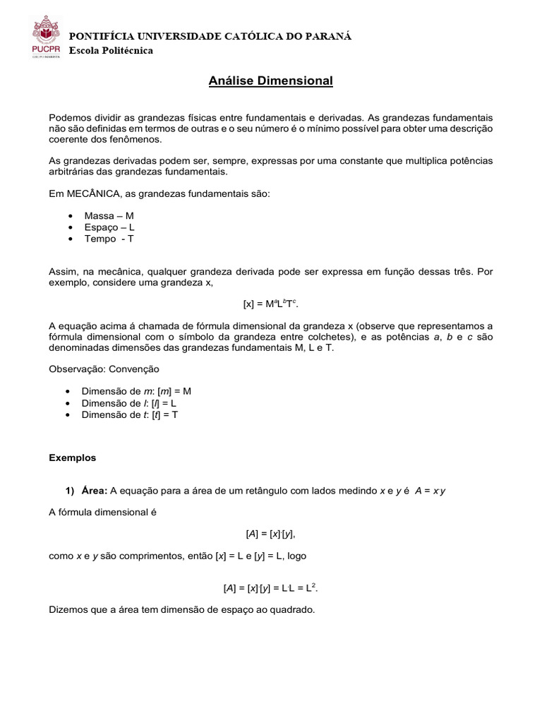 Análise Dimensional em Mecânica | PDF | Pêndulo | Massa