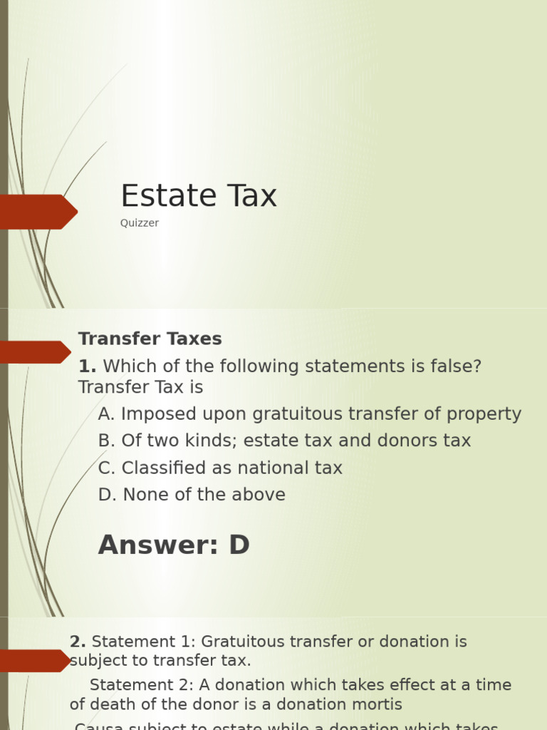 Estate Tax and Transfer Tax Overview | PDF | Will And Testament | Taxes