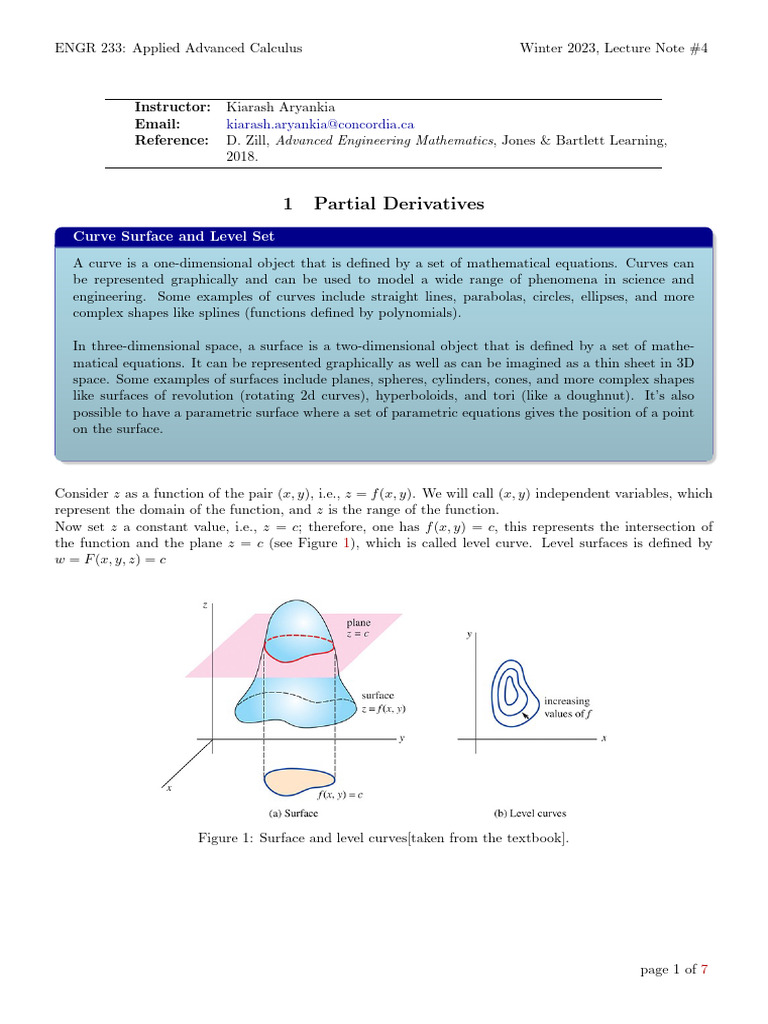 Eng 233 Lecture Notes 4 Pdf Derivative Gradient