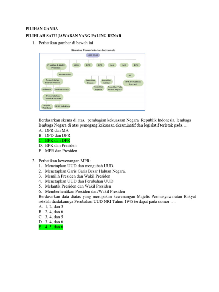 LATIHAN SOAL US PKN | PDF