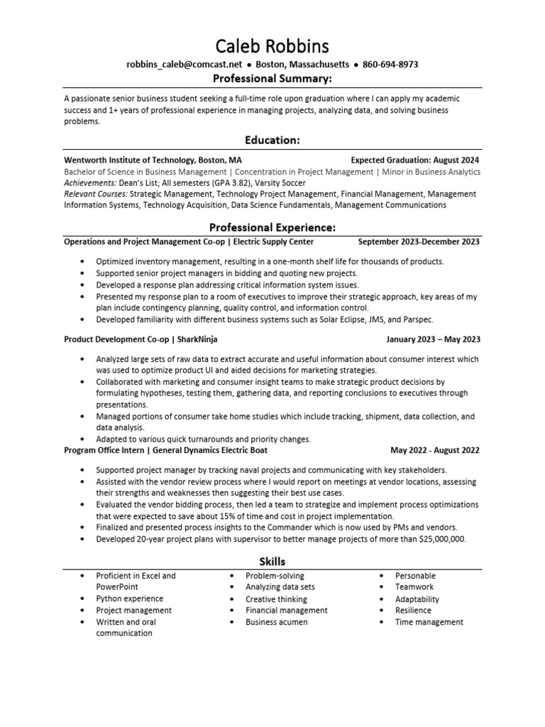 Caleb Robbins Resume | PDF | Strategic Management | Project Management