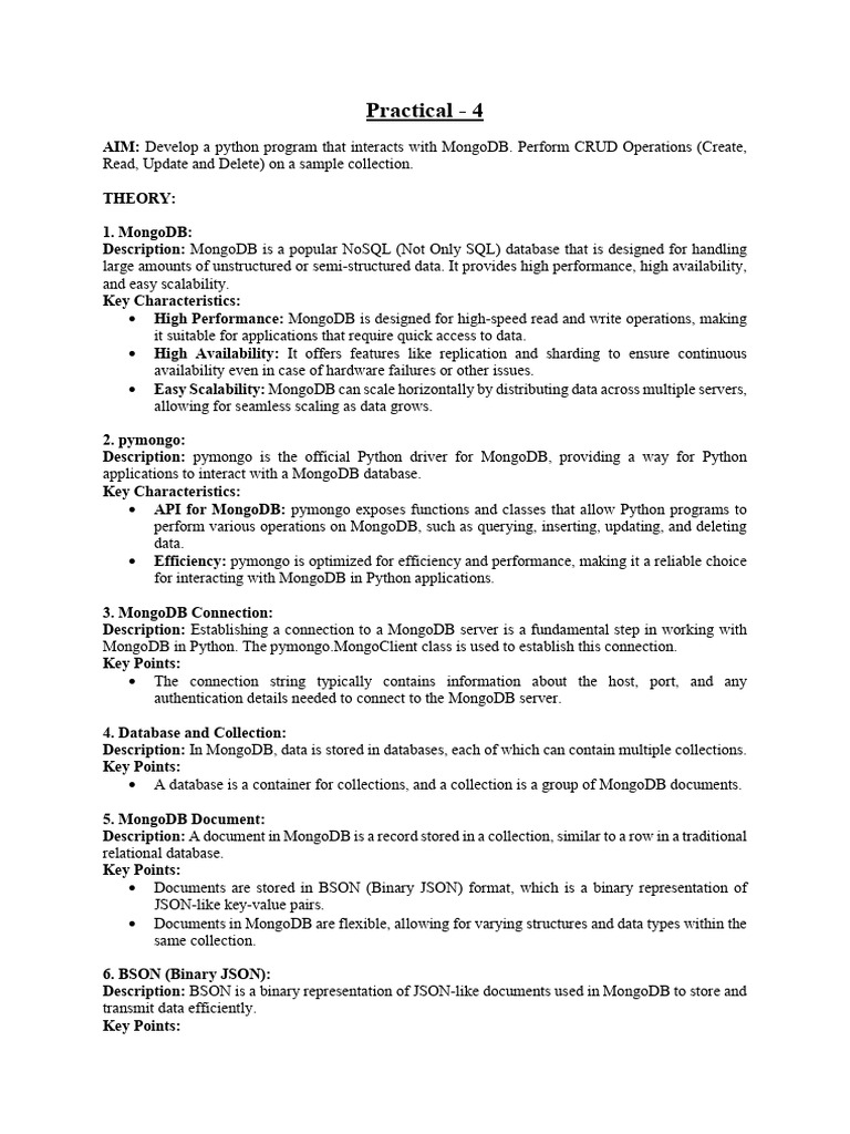 Prac 4 | PDF | Databases | Mongo Db