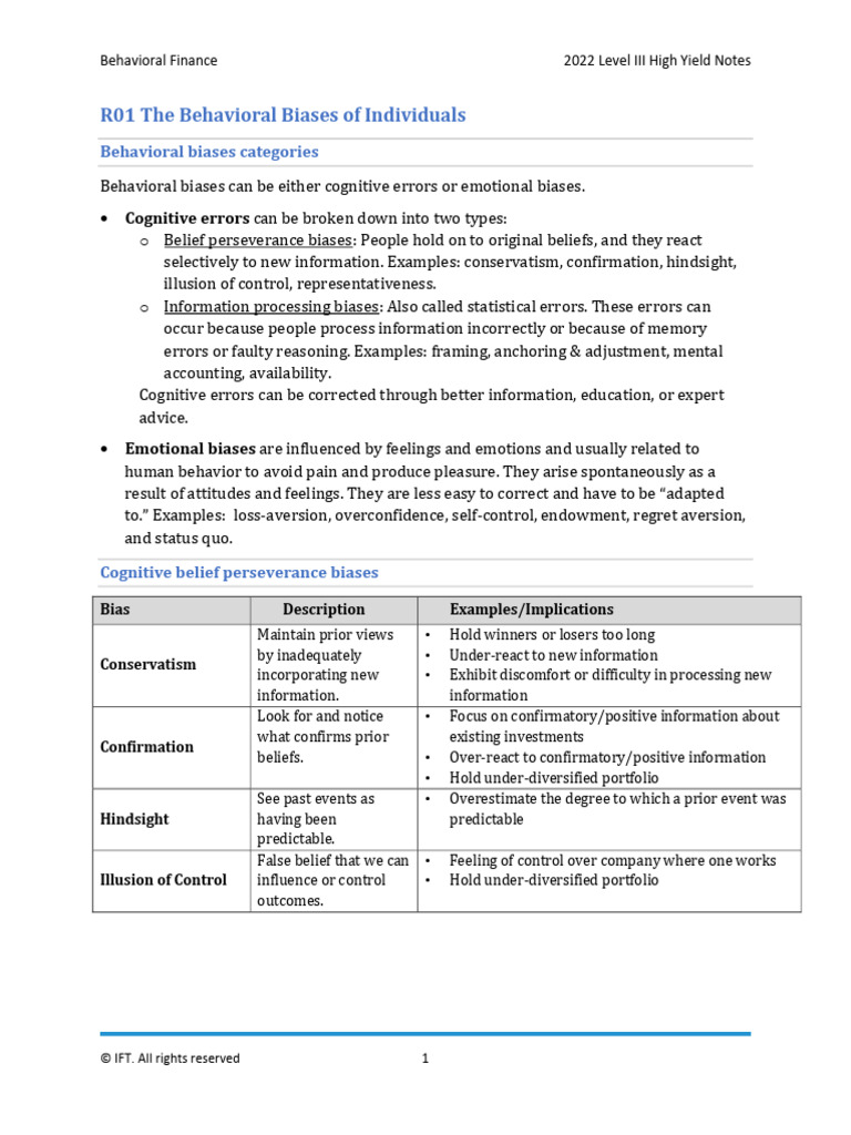 Understanding Behavioral Biases | PDF | Behavioral Economics | Bias