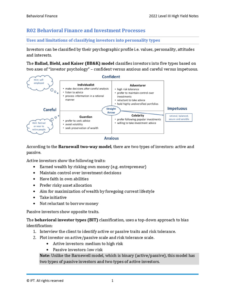 R02 Behavioral Finance and Investment Processes HY Notes | PDF | Bias ...