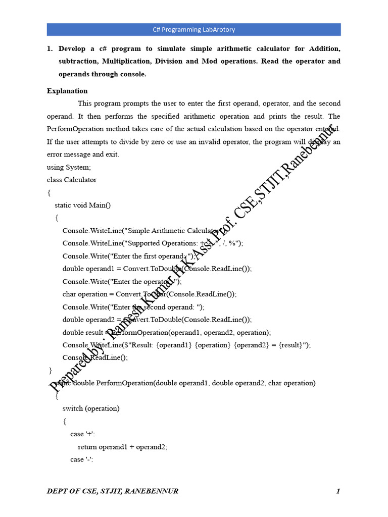 C Lab Modified Pdf Method Computer Programming C Sharp 8876