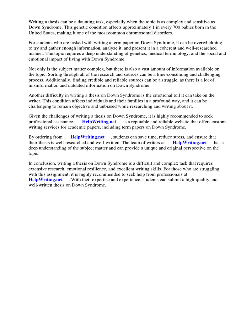 Term Paper On Down Syndrome | PDF | Down Syndrome | Genetic Disorder