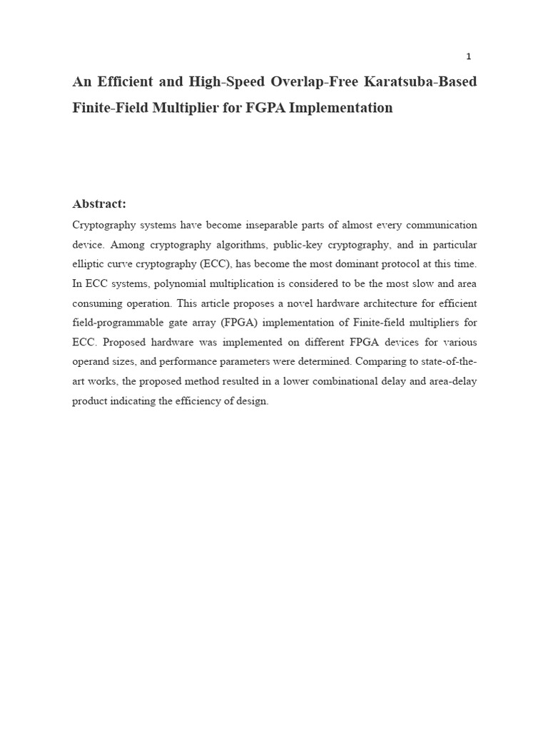 5. an Efficient and High Speed Overlap Free Karatsuba Based Finite ... 5. an Efficient and High Speed Overlap Free Karatsuba Based Finite ...