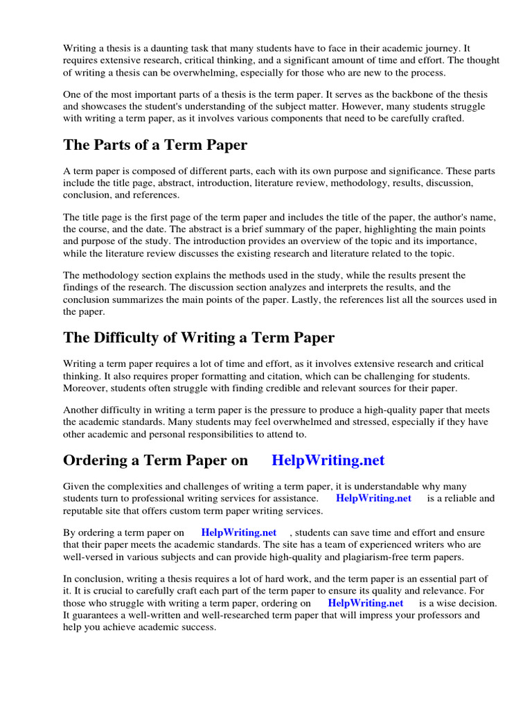 Ano Ang Mga Bahagi NG Term Paper | PDF | Thesis | Literature Review Ano Ang Mga Bahagi NG Term Paper | PDF | Thesis | Literature Review