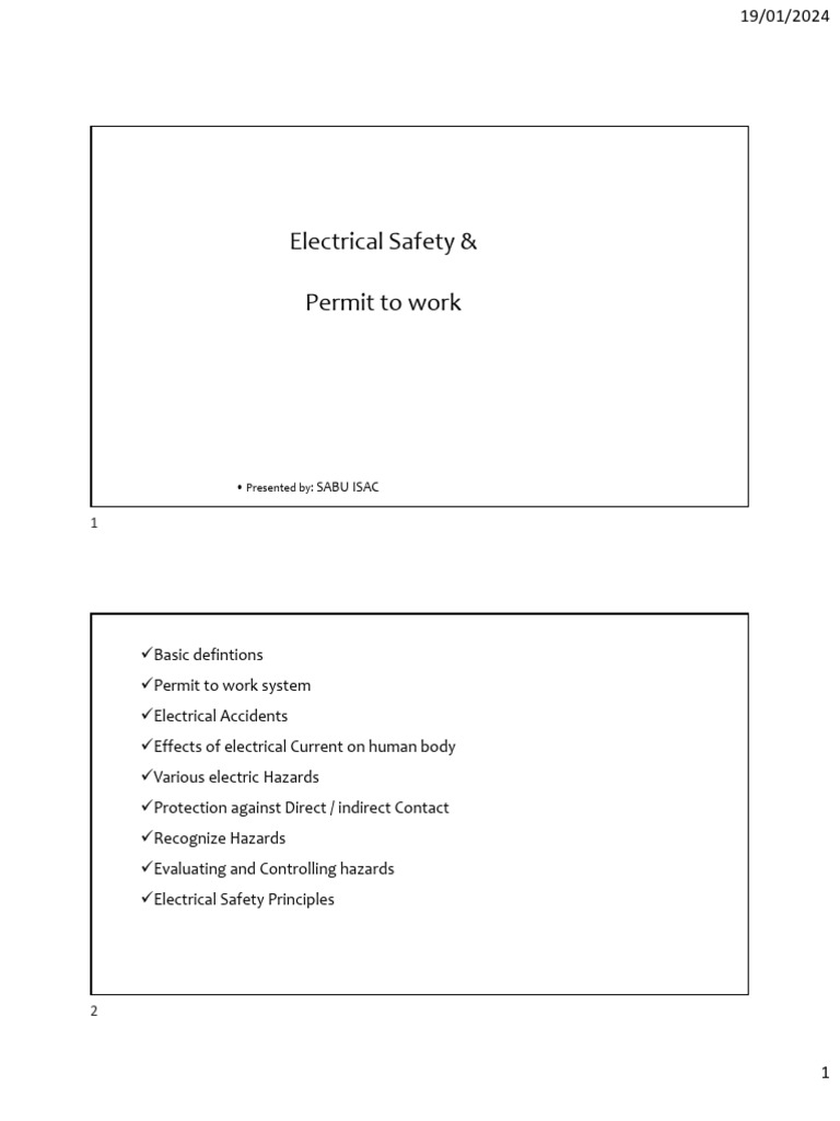 0 Electrical Safety and PTW System | PDF | Electromagnetism | Electricity