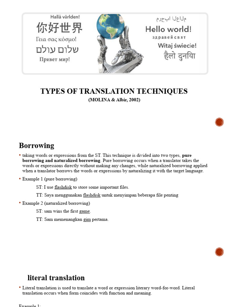 Types of Translation Techniques | PDF | Translations | Linguistics