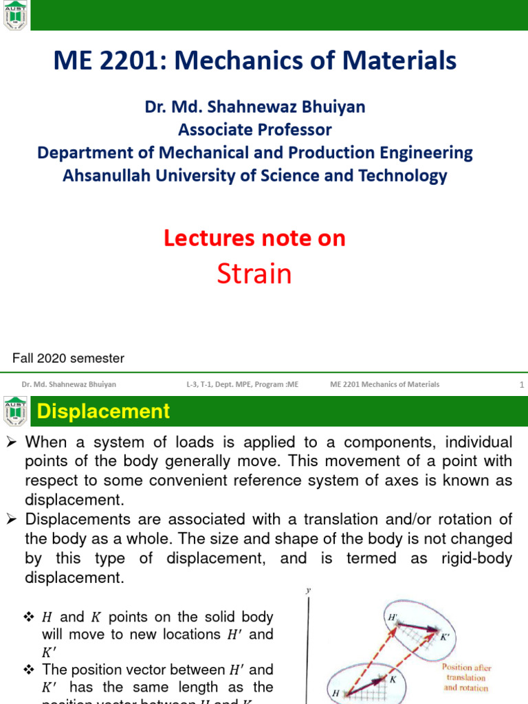 ME 2201-Lecture 3 (Normal strain, Shear strain) | PDF | Deformation ...