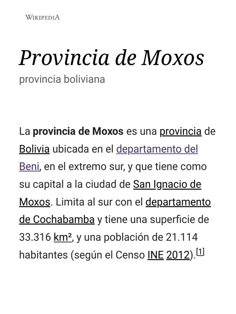 Historia y Datos de la Provincia Moxos | PDF | América del Sur