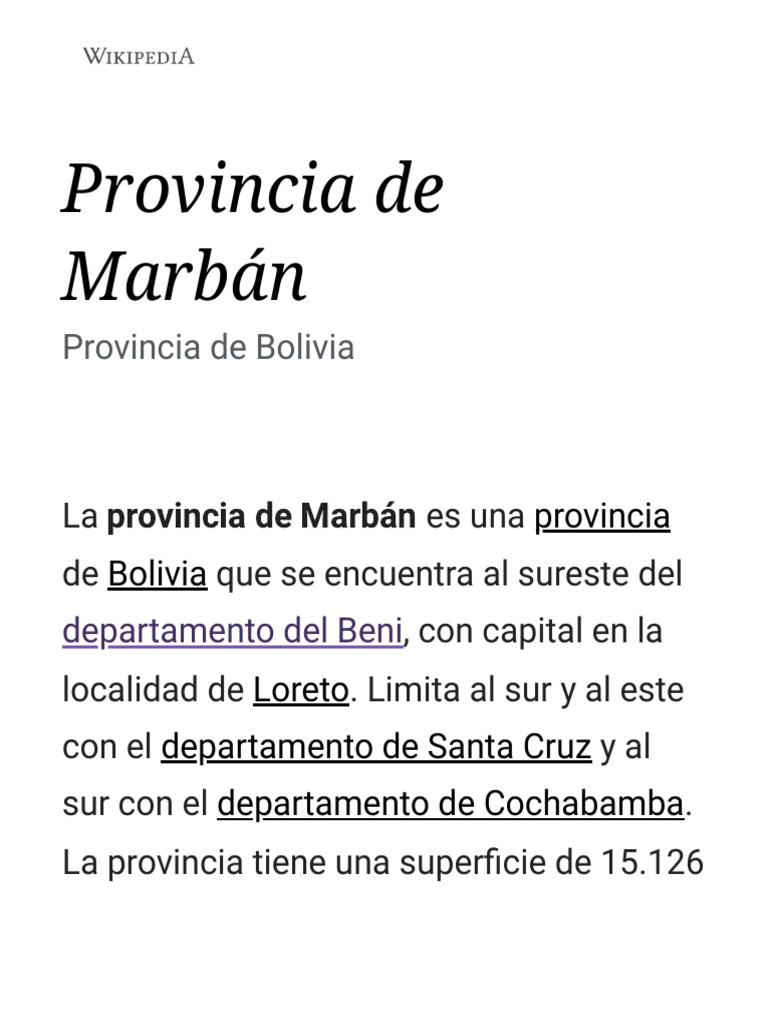 Provincia de Marbán - Wikipedia, La Enciclopedia Libre | PDF