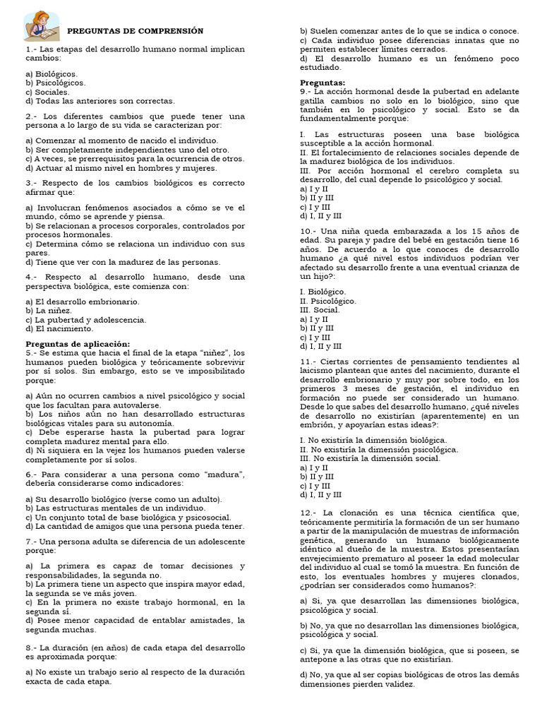 PREGUNTAS_DE_COMPRENSION | PDF | Sicología | Humano