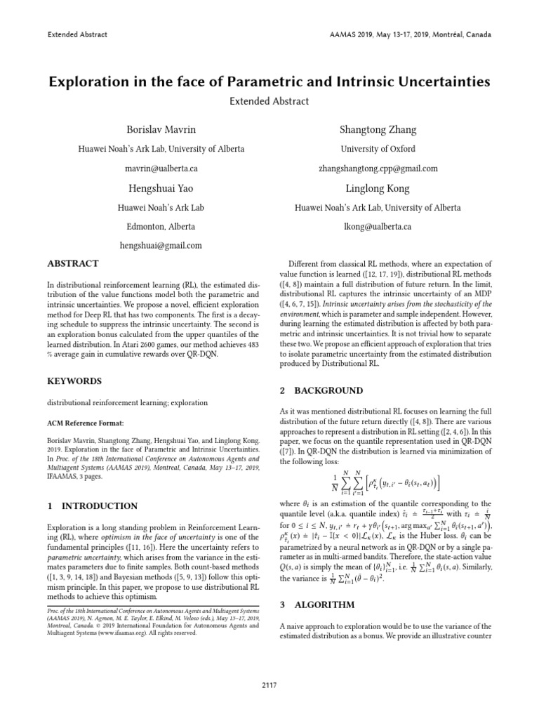 Exploration in The Face of Parametric and Intrinsic Uncertainties | PDF | Probability Theory ...